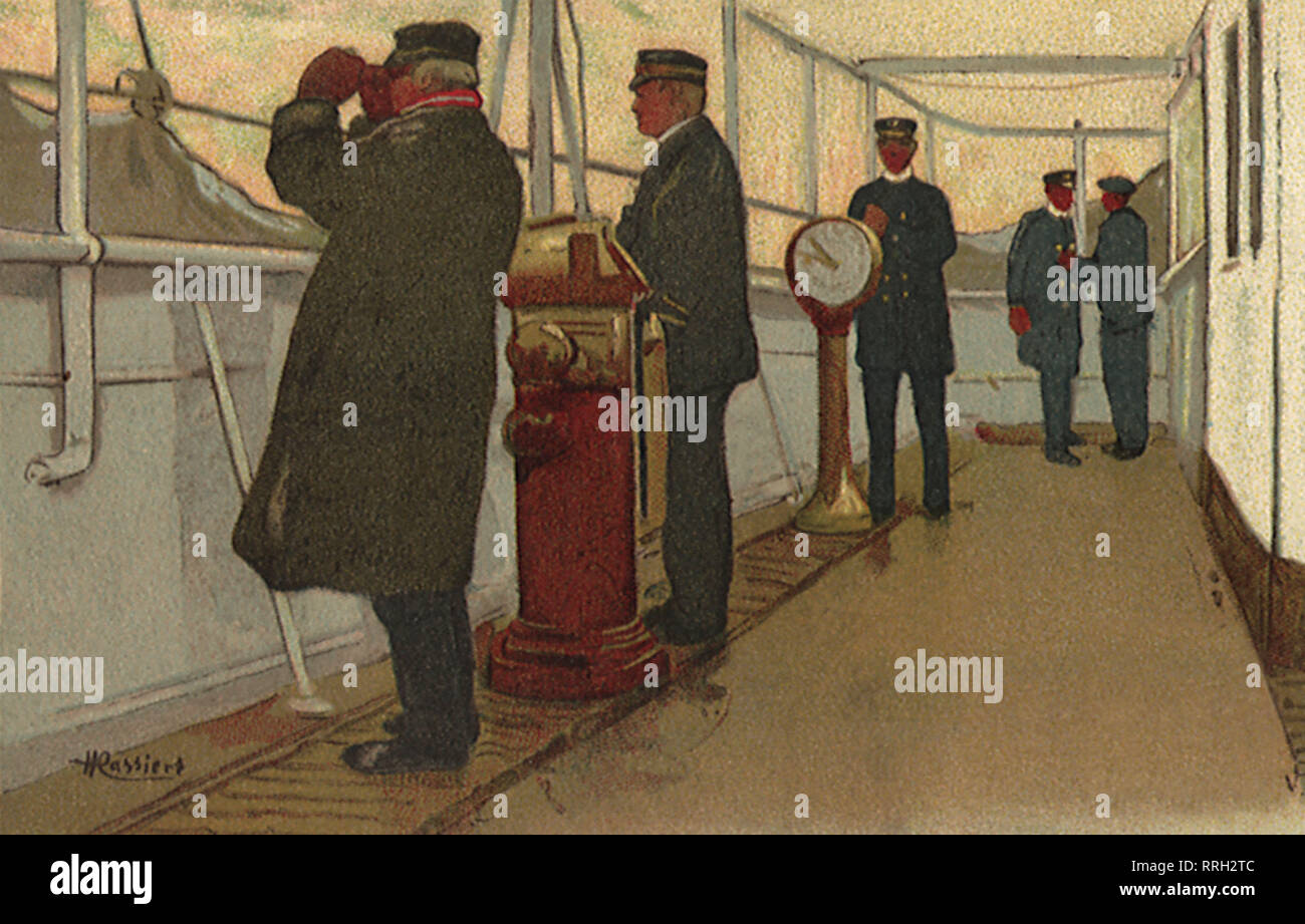 Captain and Officers on Ship Stock Photo - Alamy