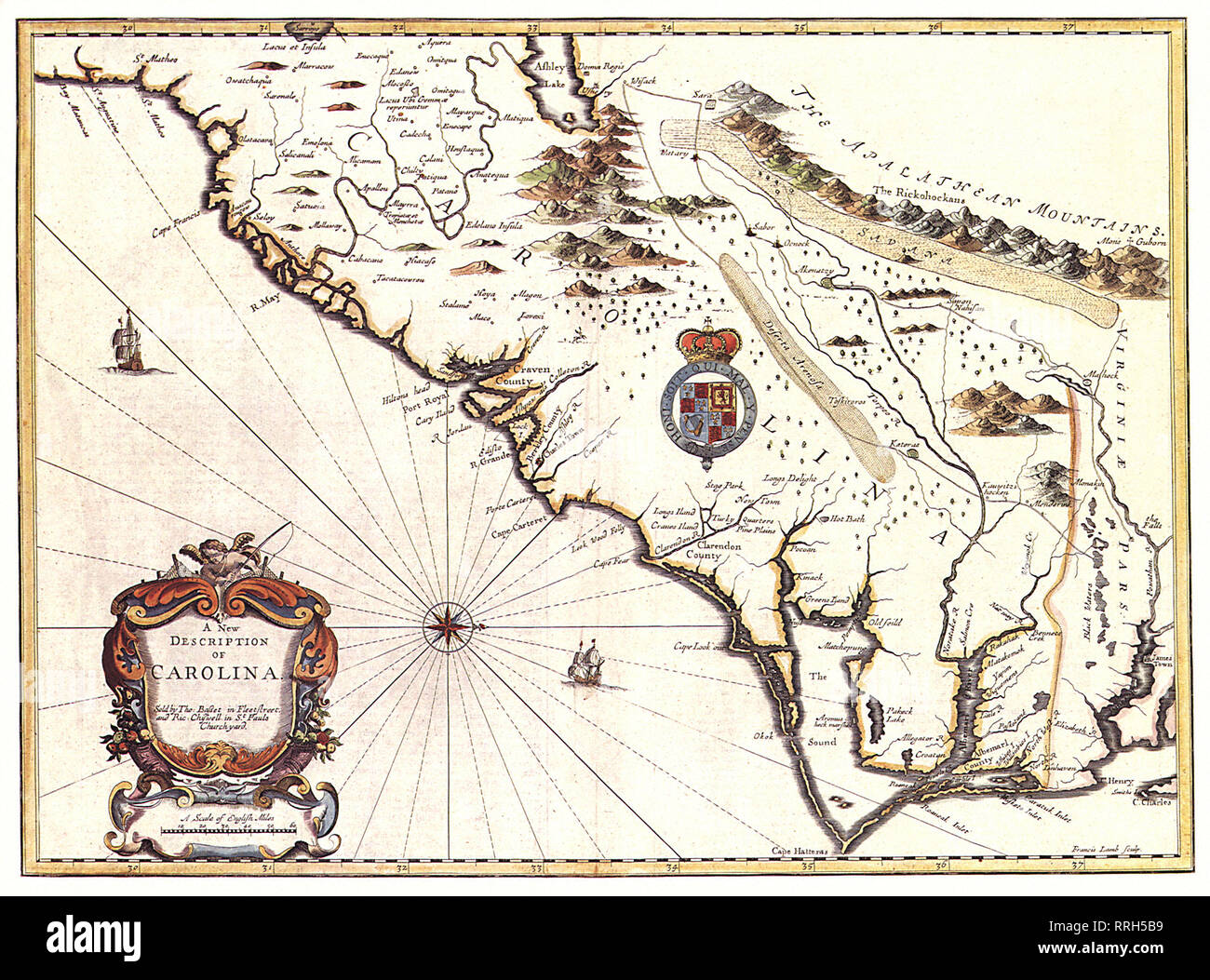 Map of Carolina 1676 Stock Photo - Alamy