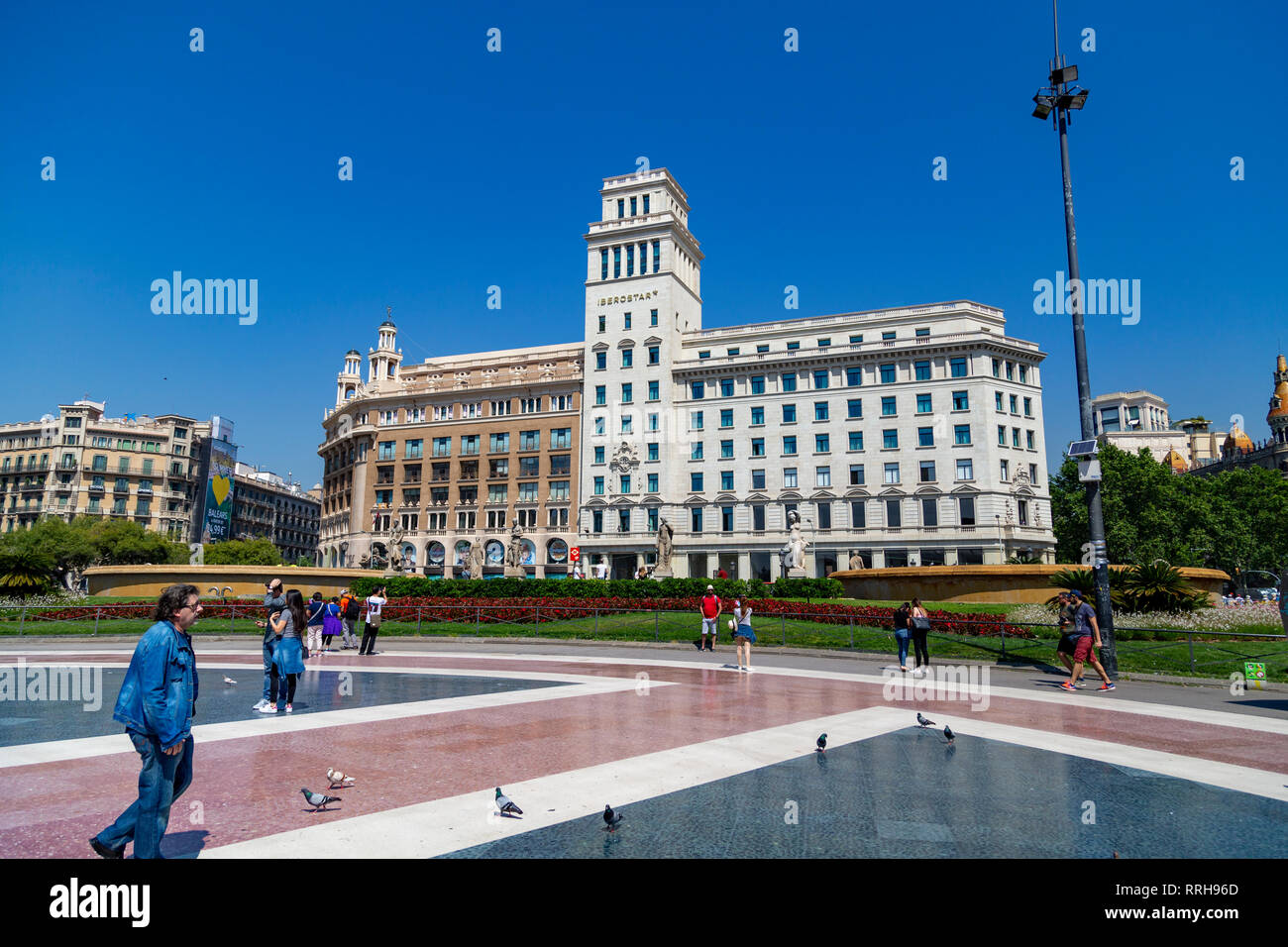 Placa de Catalunya, a large public square in the city centre of ...