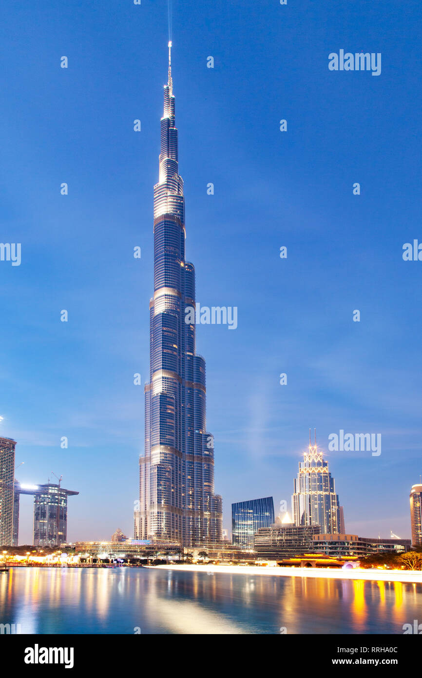 DUBAI, UAE - FEBRUARY 2018: Burj Khalifa, world's tallest tower at ...