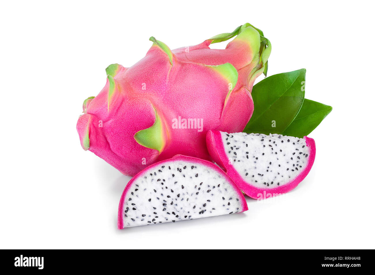 Ripe Dragon fruit, Pitaya or Pitahaya isolated on white background ...