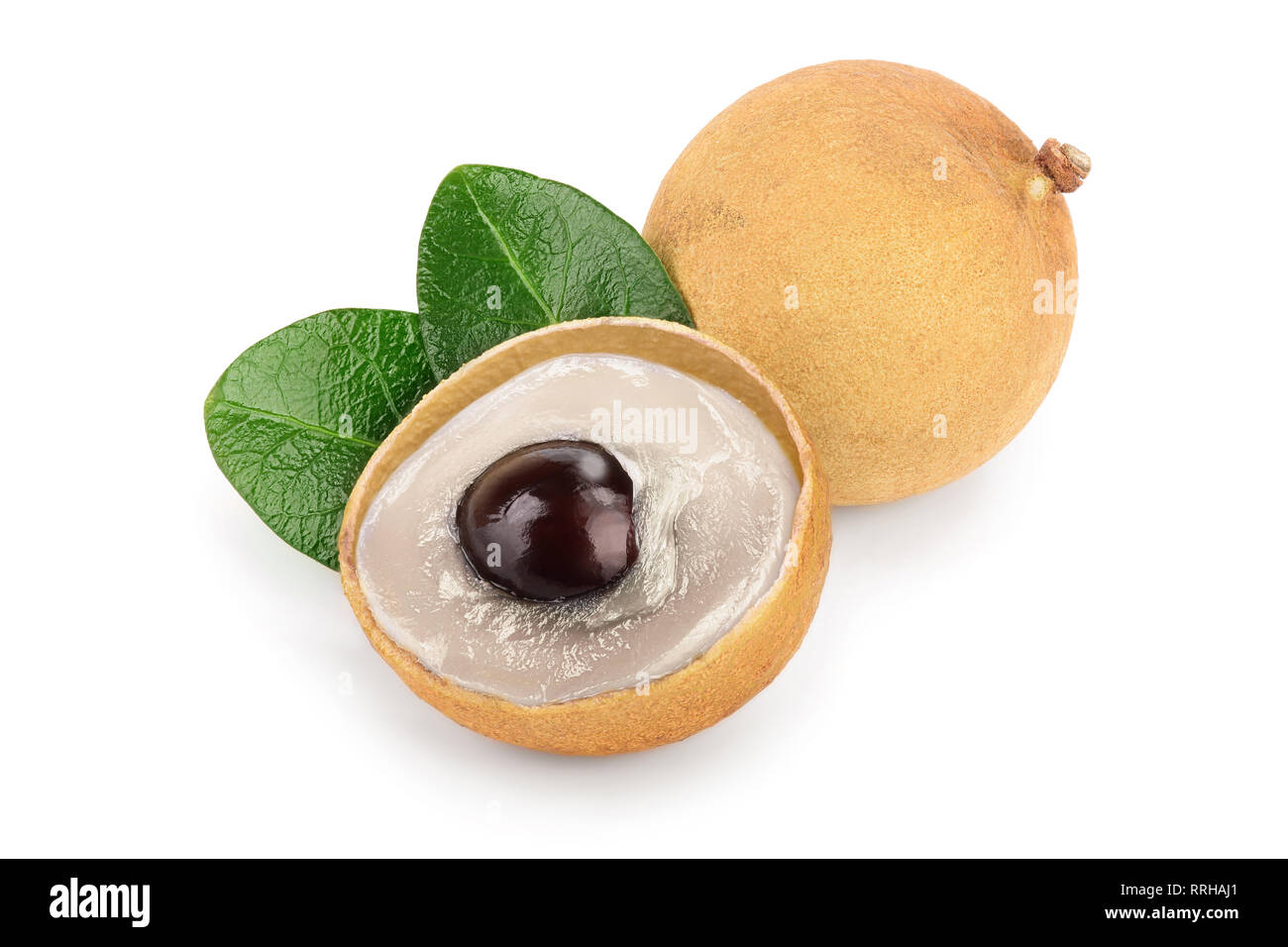 Fresh longan fruit with leaves isolated on white background Stock Photo ...