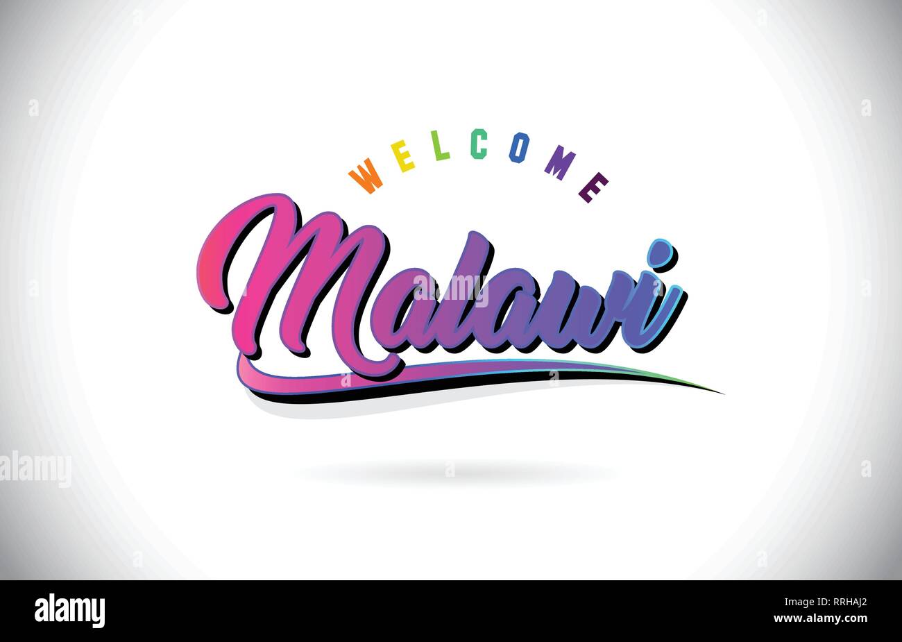 Malawi Welcome To Word Text with Creative Purple Pink Handwritten Font ...