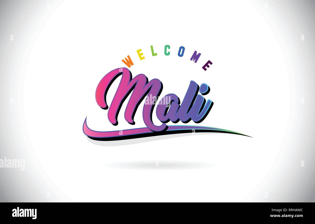 Mali Welcome To Word Text with Creative Purple Pink Handwritten Font ...