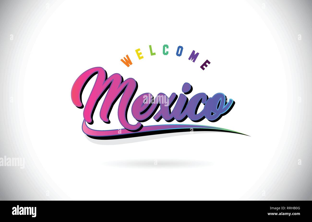 Mexico Welcome To Word Text with Creative Purple Pink Handwritten Font ...