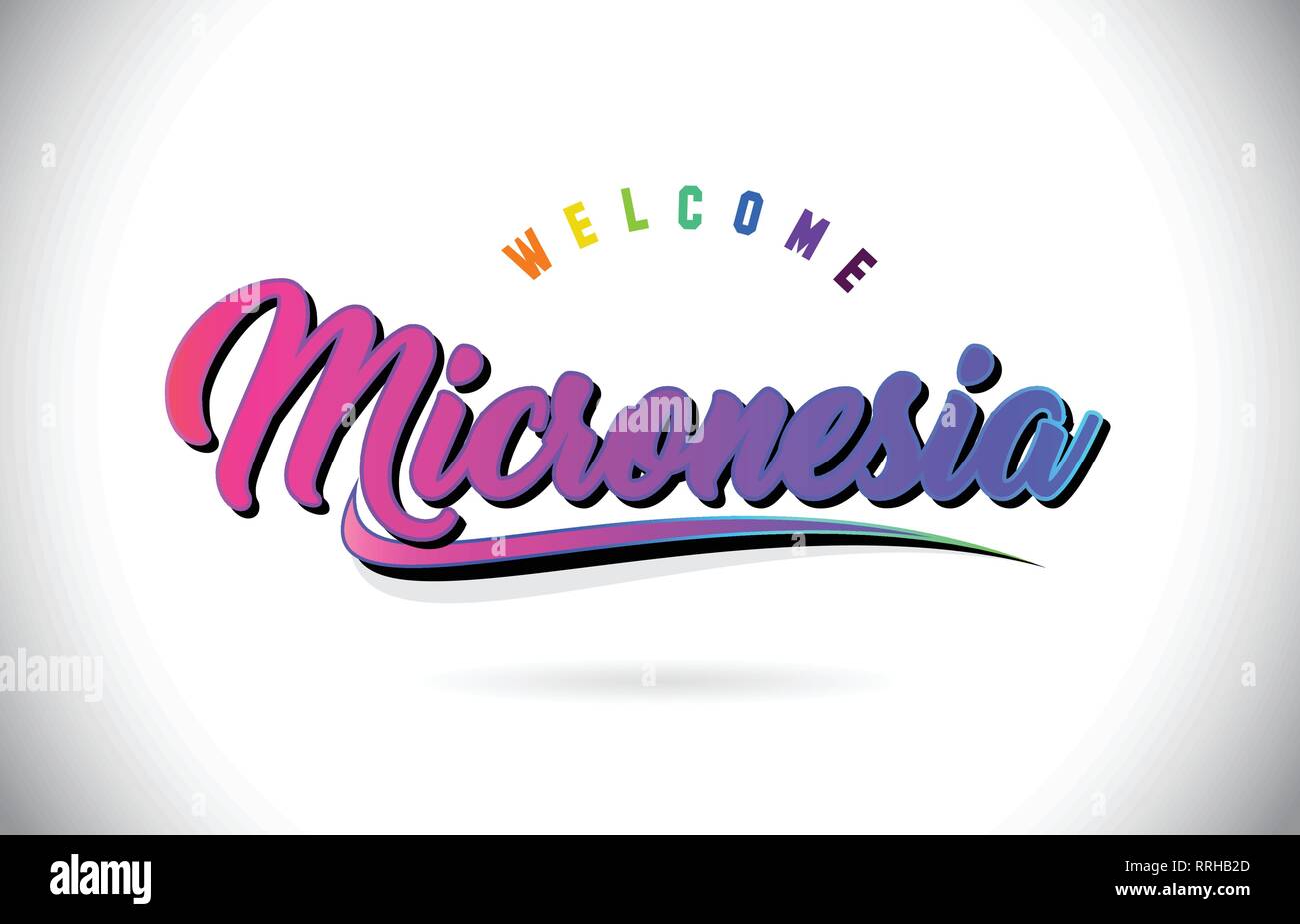 Micronesia Welcome To Word Text with Creative Purple Pink Handwritten ...