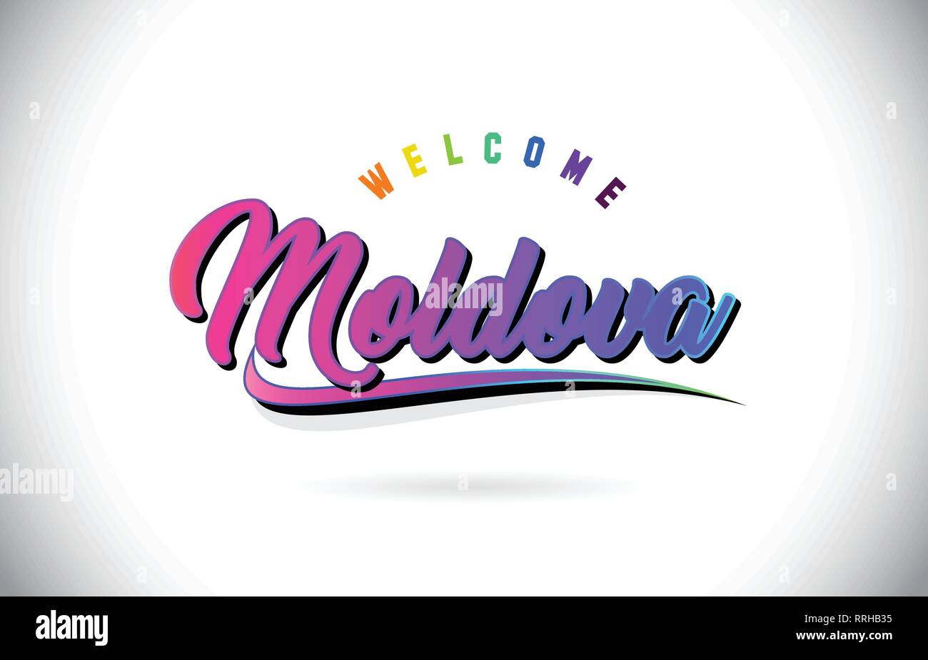 Moldova Welcome To Word Text with Creative Purple Pink Handwritten Font ...