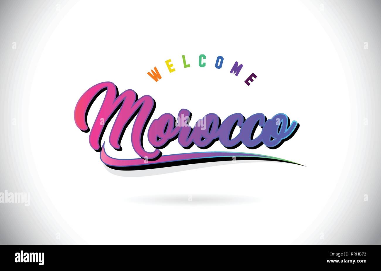 Morocco Welcome To Word Text with Creative Purple Pink Handwritten Font ...