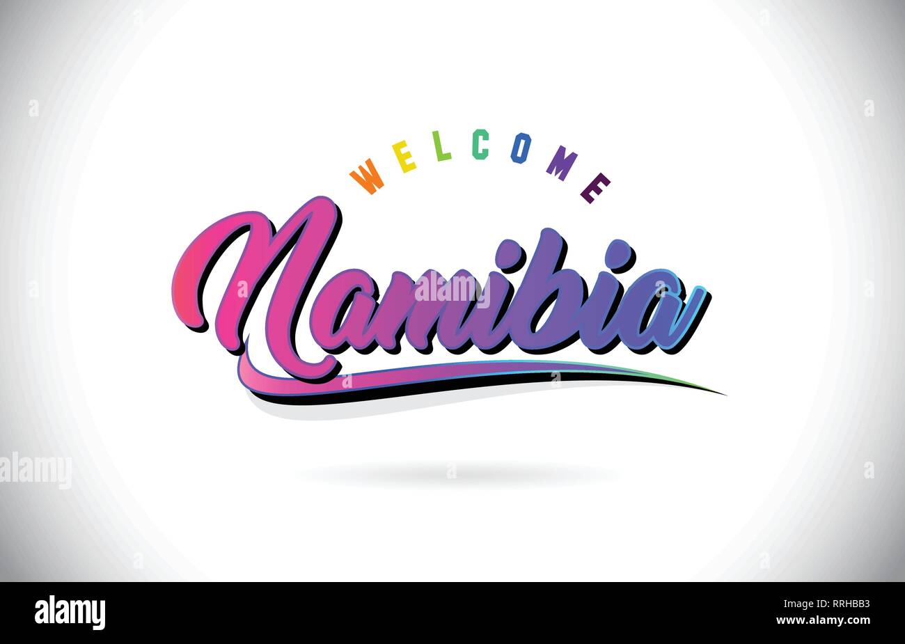 Namibia Welcome To Word Text with Creative Purple Pink Handwritten Font ...