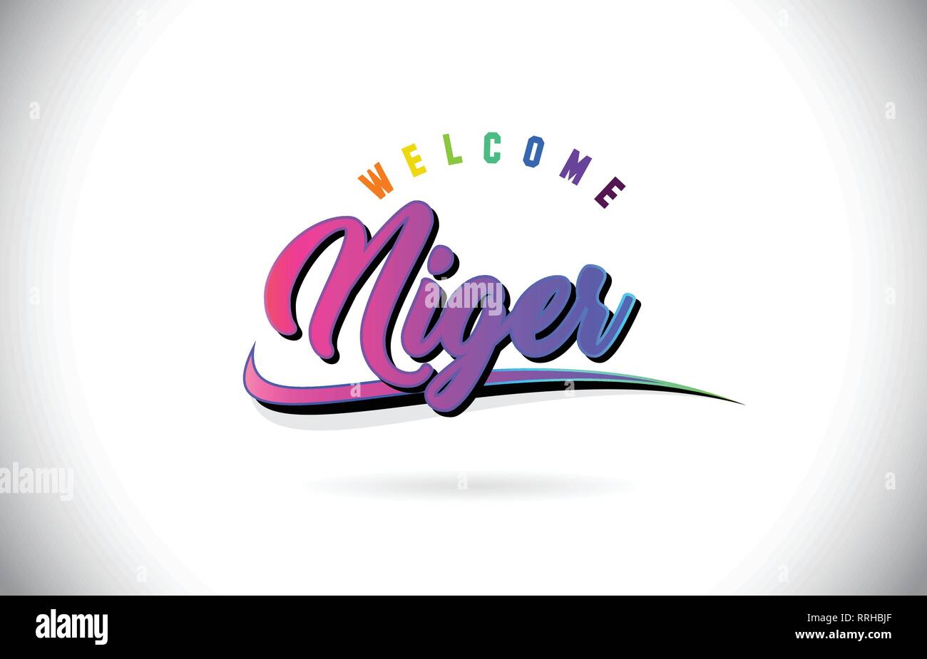 Niger Welcome To Word Text with Creative Purple Pink Handwritten Font ...
