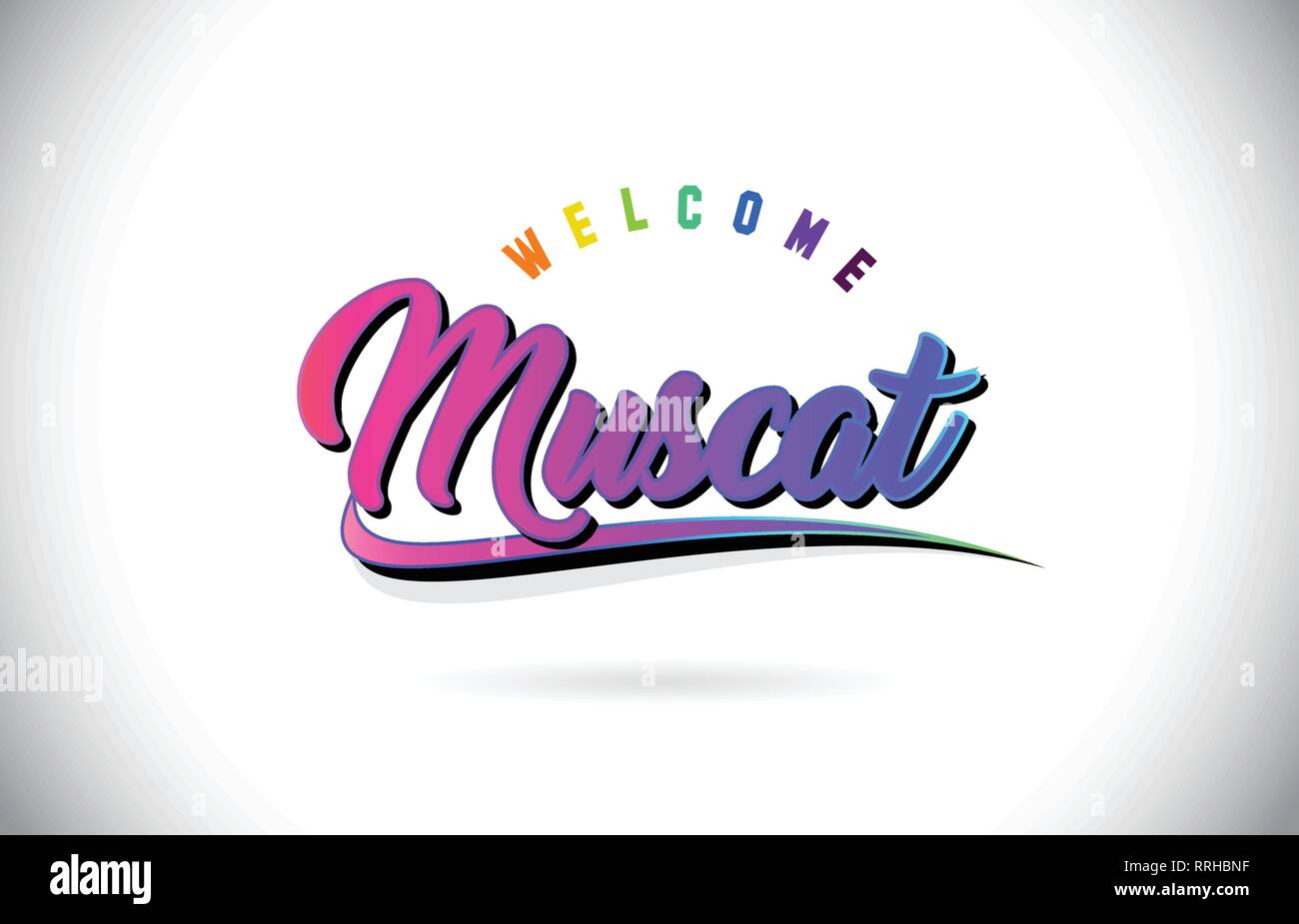 Muscat Welcome To Word Text with Creative Purple Pink Handwritten Font ...