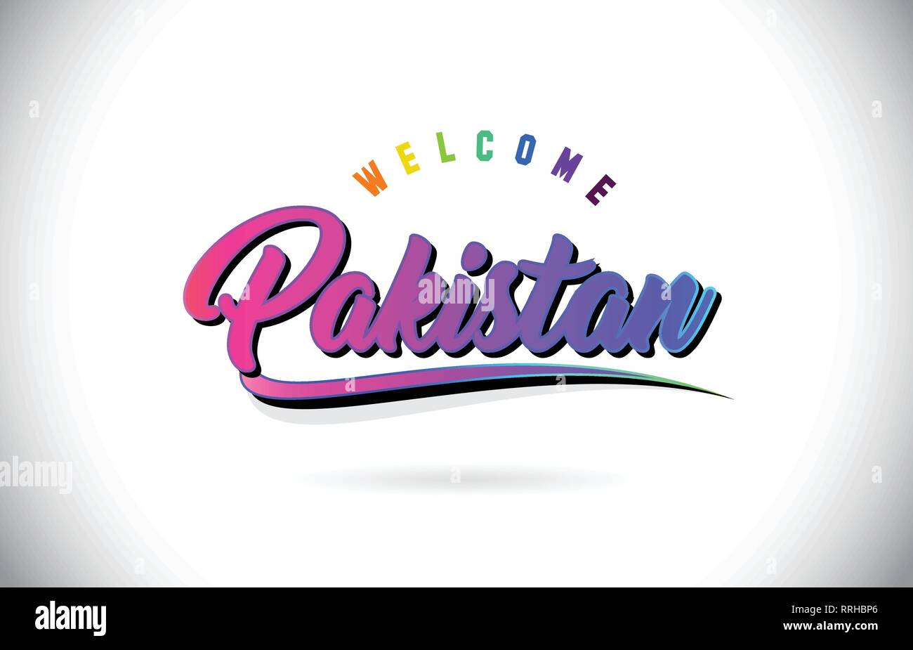 Pakistan Welcome To Word Text with Creative Purple Pink Handwritten ...