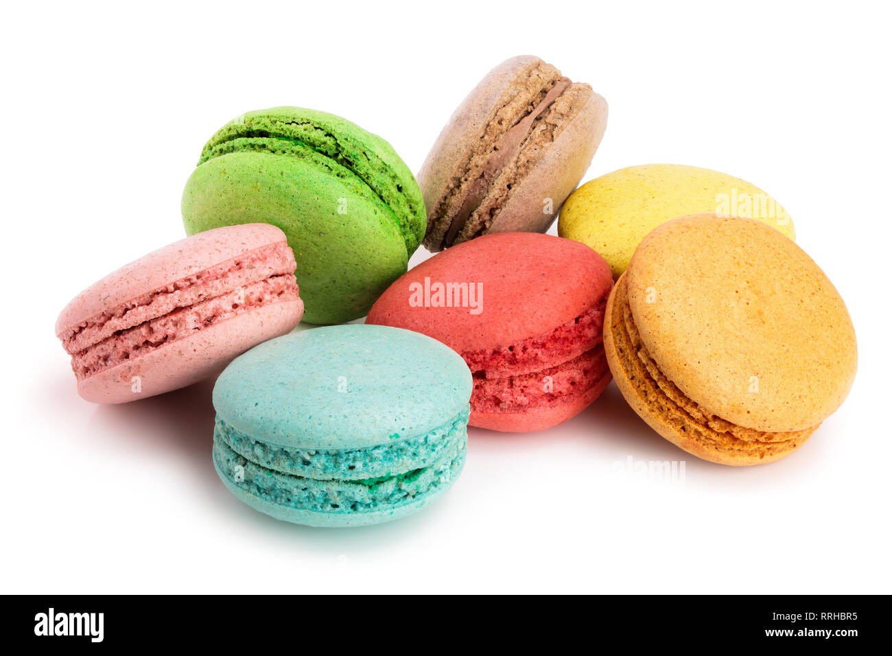 colorful macaroons isolated on white background closeup Stock Photo - Alamy