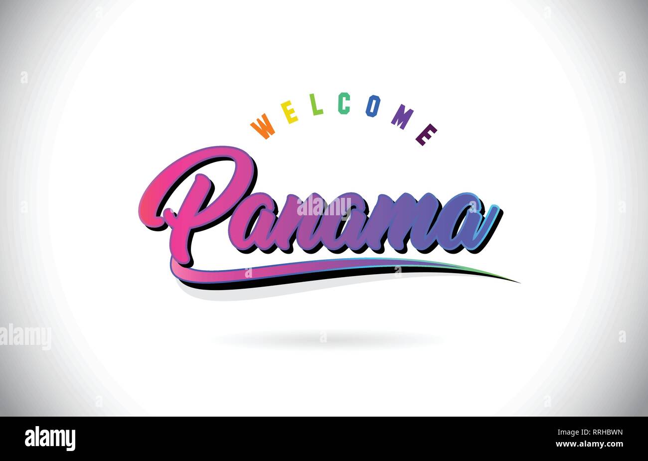 Panama Welcome To Word Text with Creative Purple Pink Handwritten Font ...