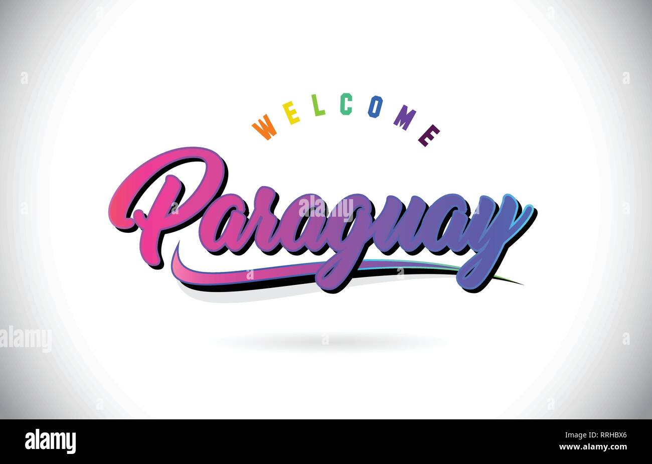 Paraguay Welcome To Word Text with Creative Purple Pink Handwritten ...