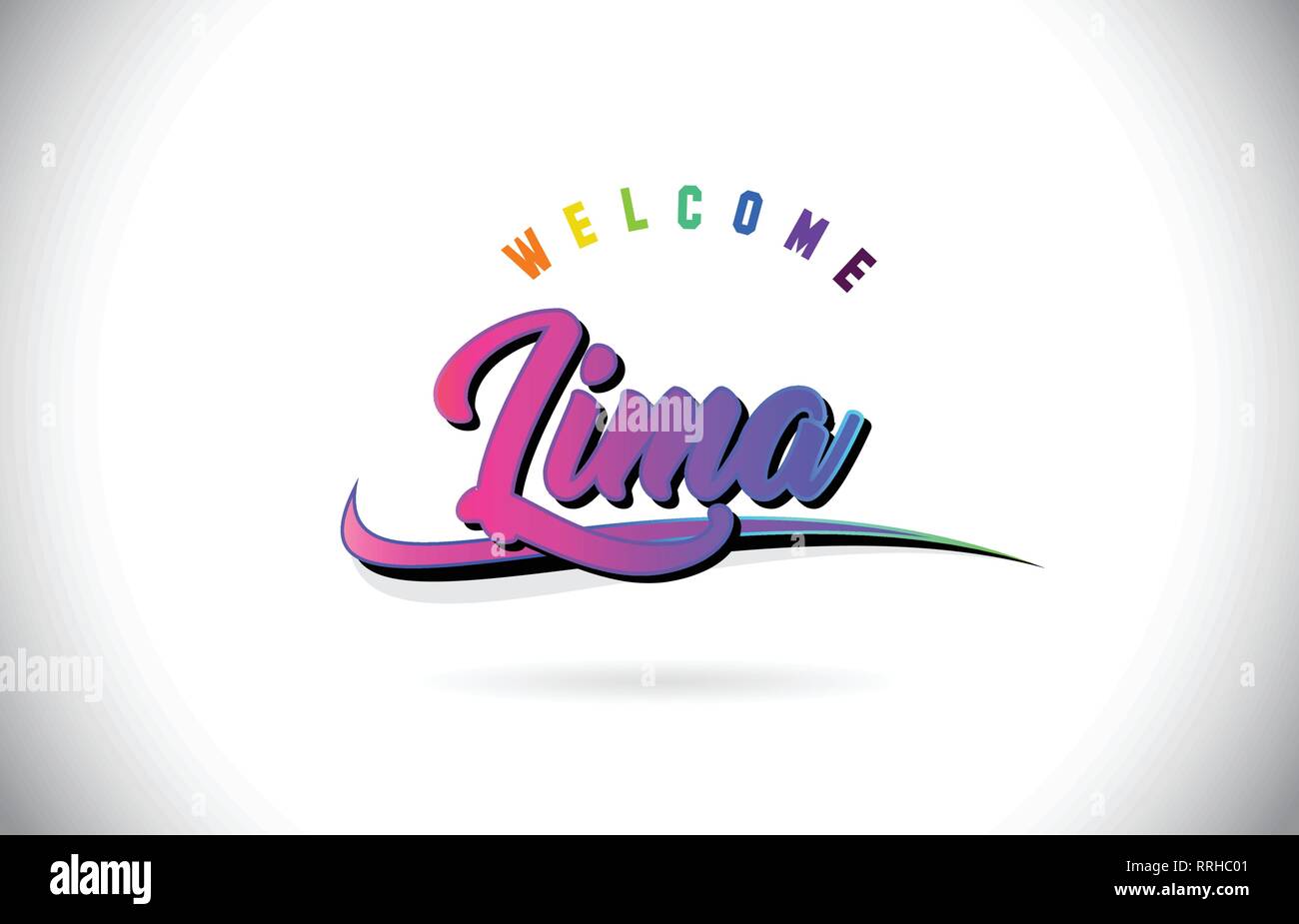 Lima Welcome To Word Text with Creative Purple Pink Handwritten Font ...