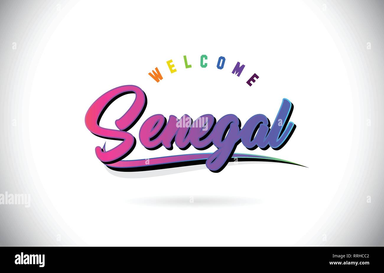 Senegal Welcome To Word Text with Creative Purple Pink Handwritten Font ...