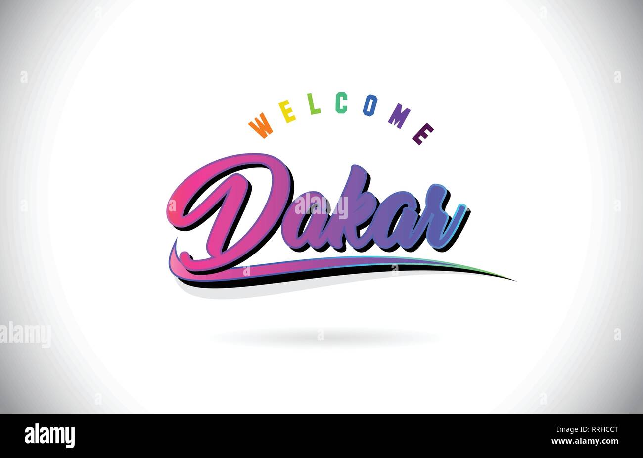 Dakar Welcome To Word Text with Creative Purple Pink Handwritten Font ...