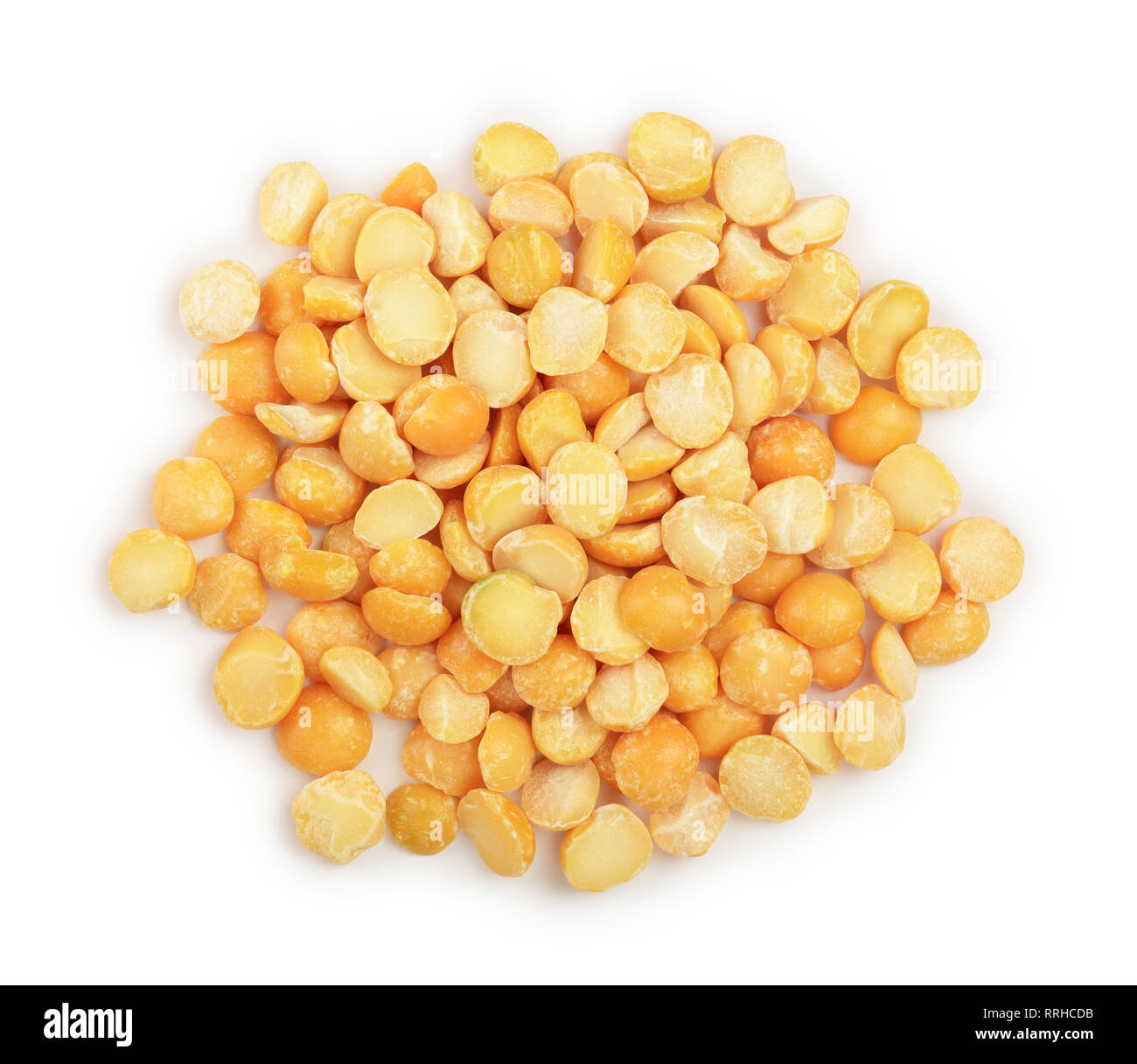 yellow split peas isolated on white background. Top view Stock Photo ...
