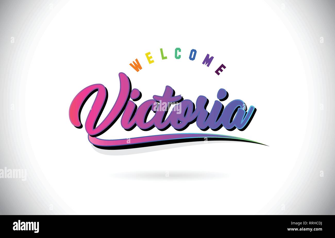 Victoria Welcome To Word Text with Creative Purple Pink Handwritten ...