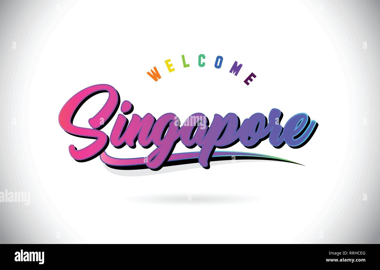 Singapore Welcome To Word Text with Creative Purple Pink Handwritten ...