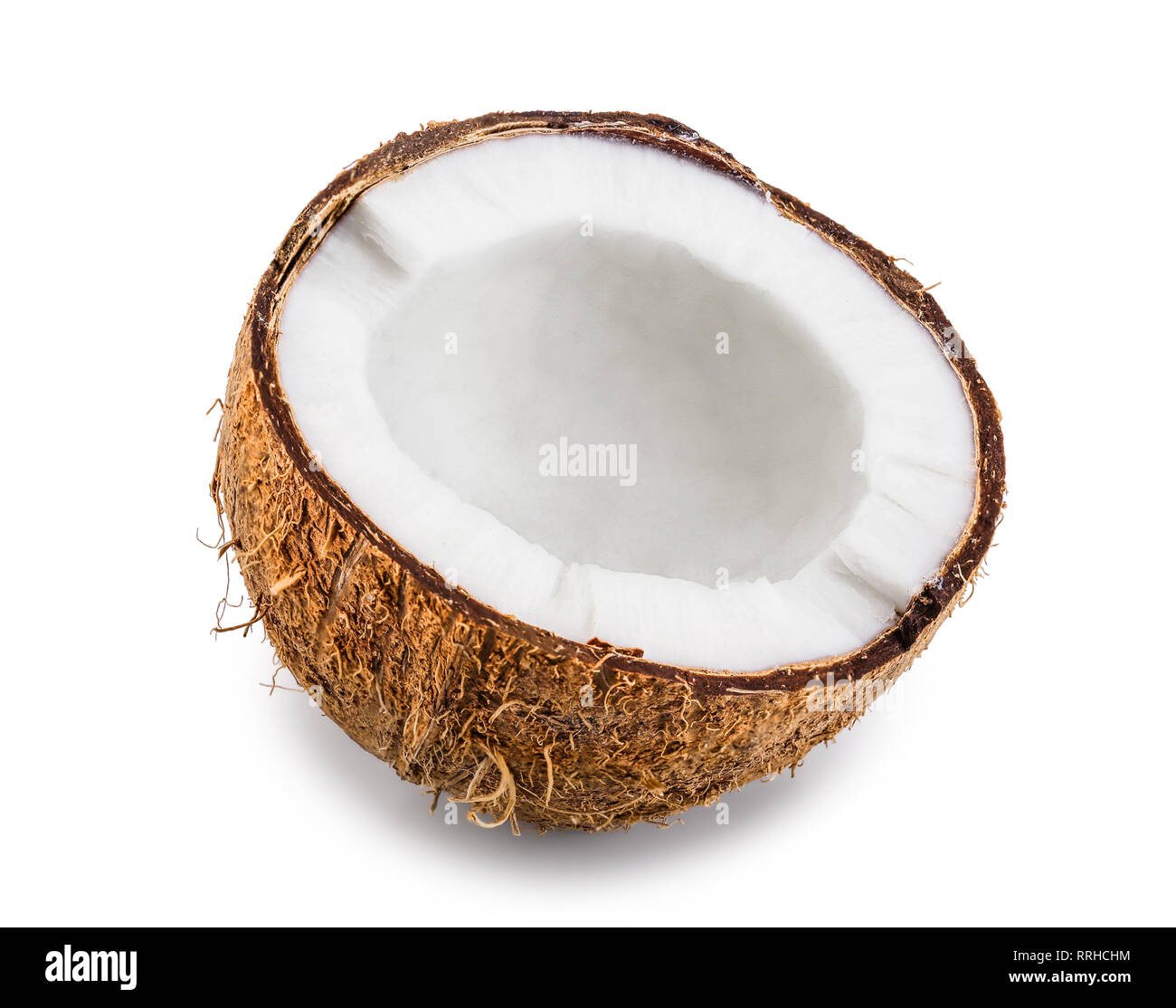 half of coconut isolated on white background Stock Photo - Alamy