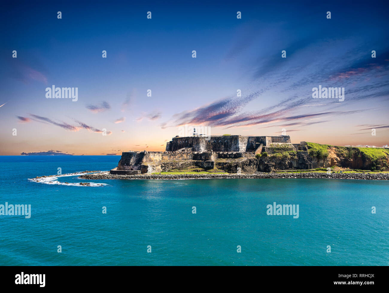 The old fort of El Morro on the coast of San Juan Puerto Rico Stock ...