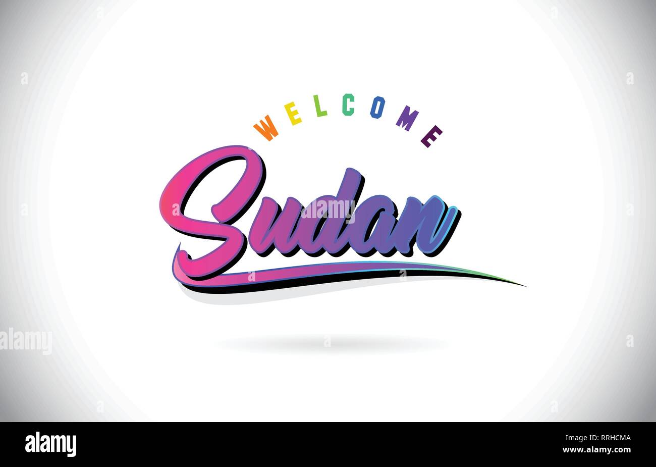 Sudan Welcome To Word Text with Creative Purple Pink Handwritten Font ...