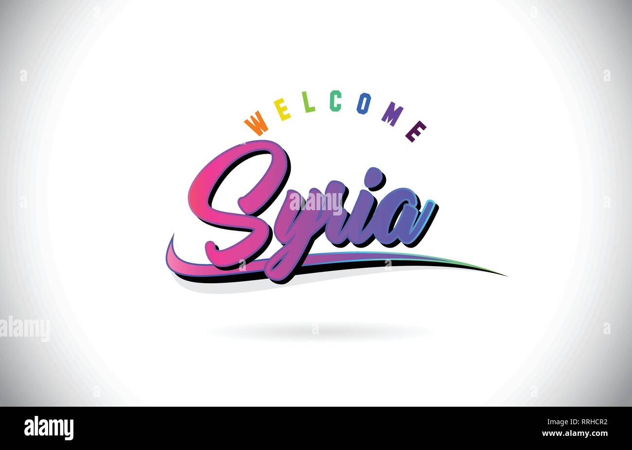 Syria Welcome To Word Text with Creative Purple Pink Handwritten Font ...