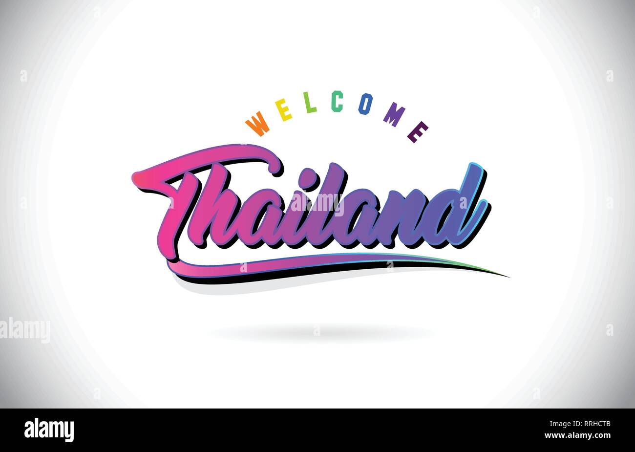 Thailand Welcome To Word Text with Creative Purple Pink Handwritten ...