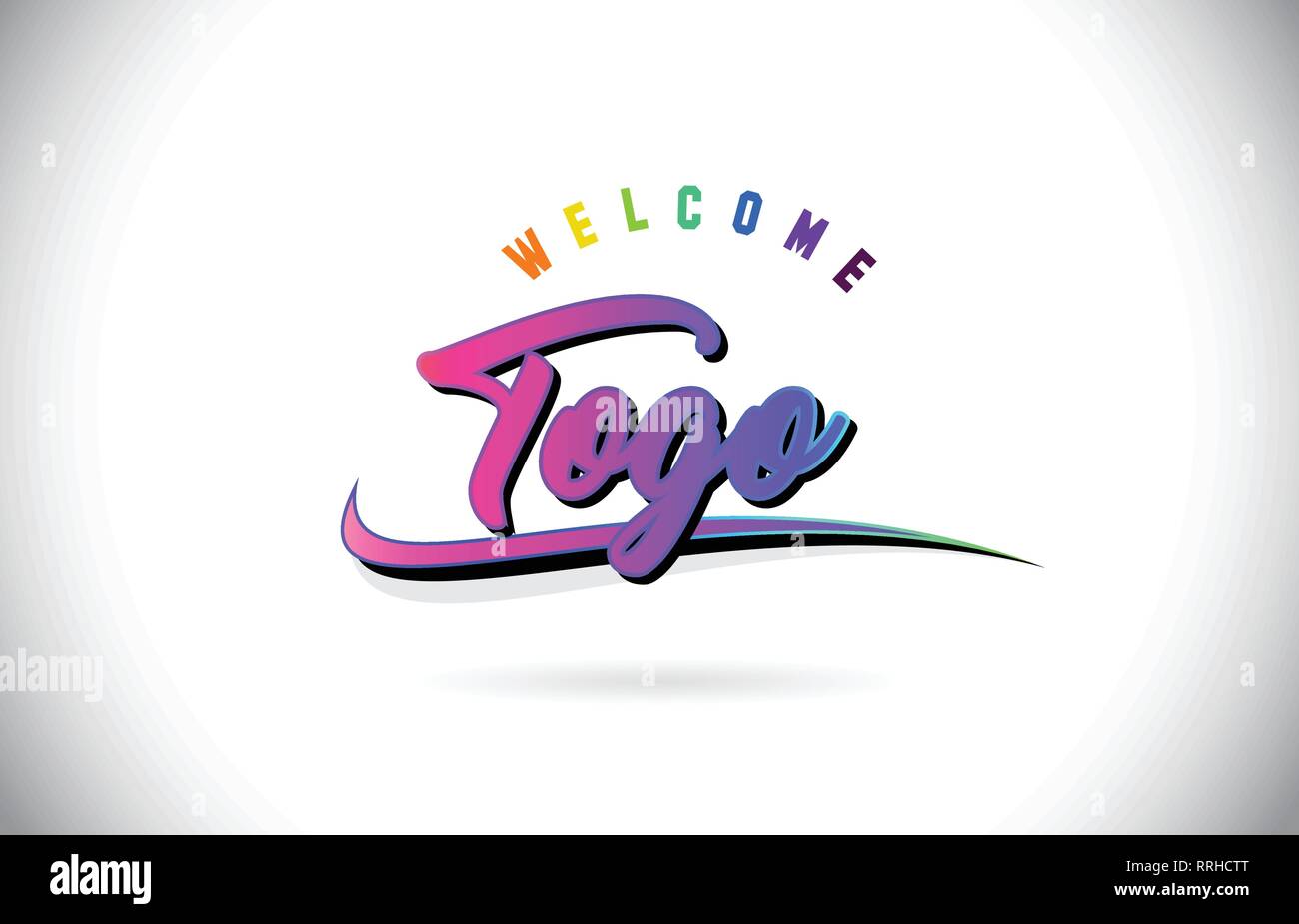 Togo Welcome To Word Text with Creative Purple Pink Handwritten Font ...