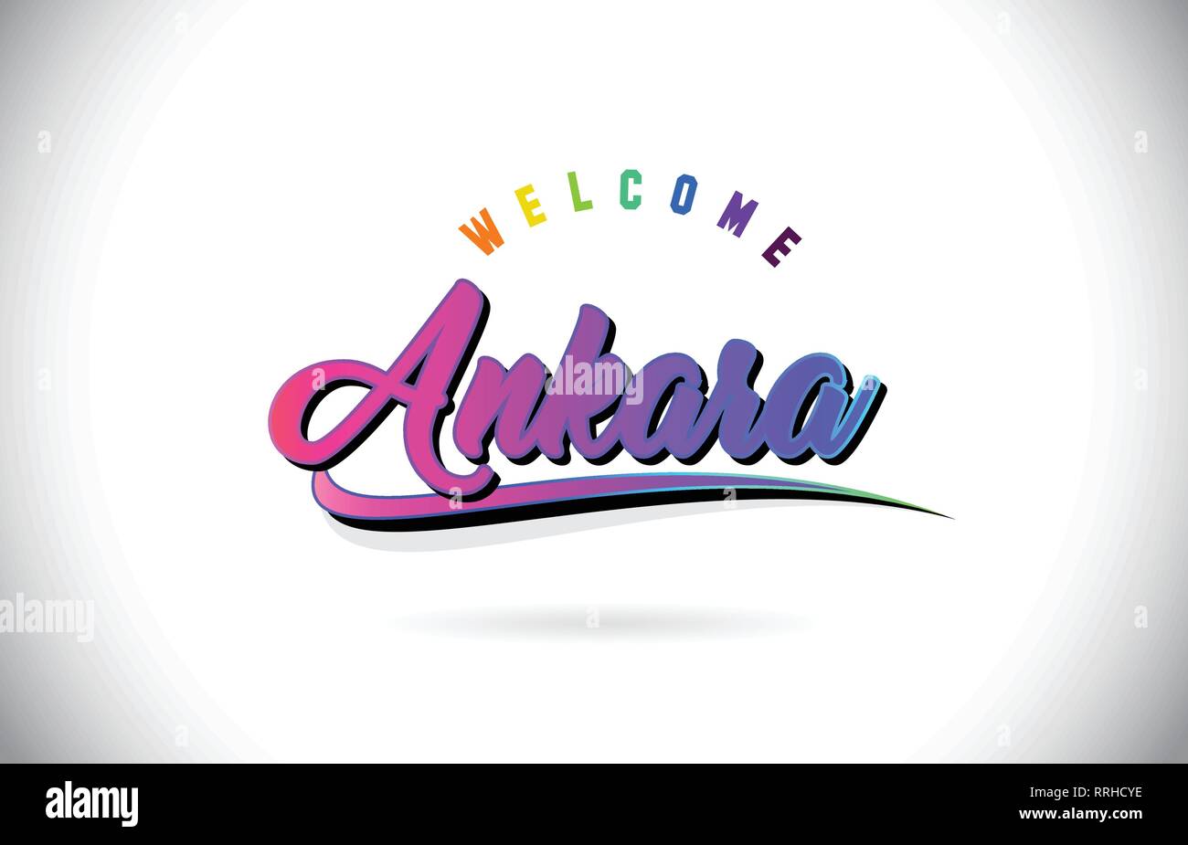 Ankara Welcome To Word Text with Creative Purple Pink Handwritten Font ...