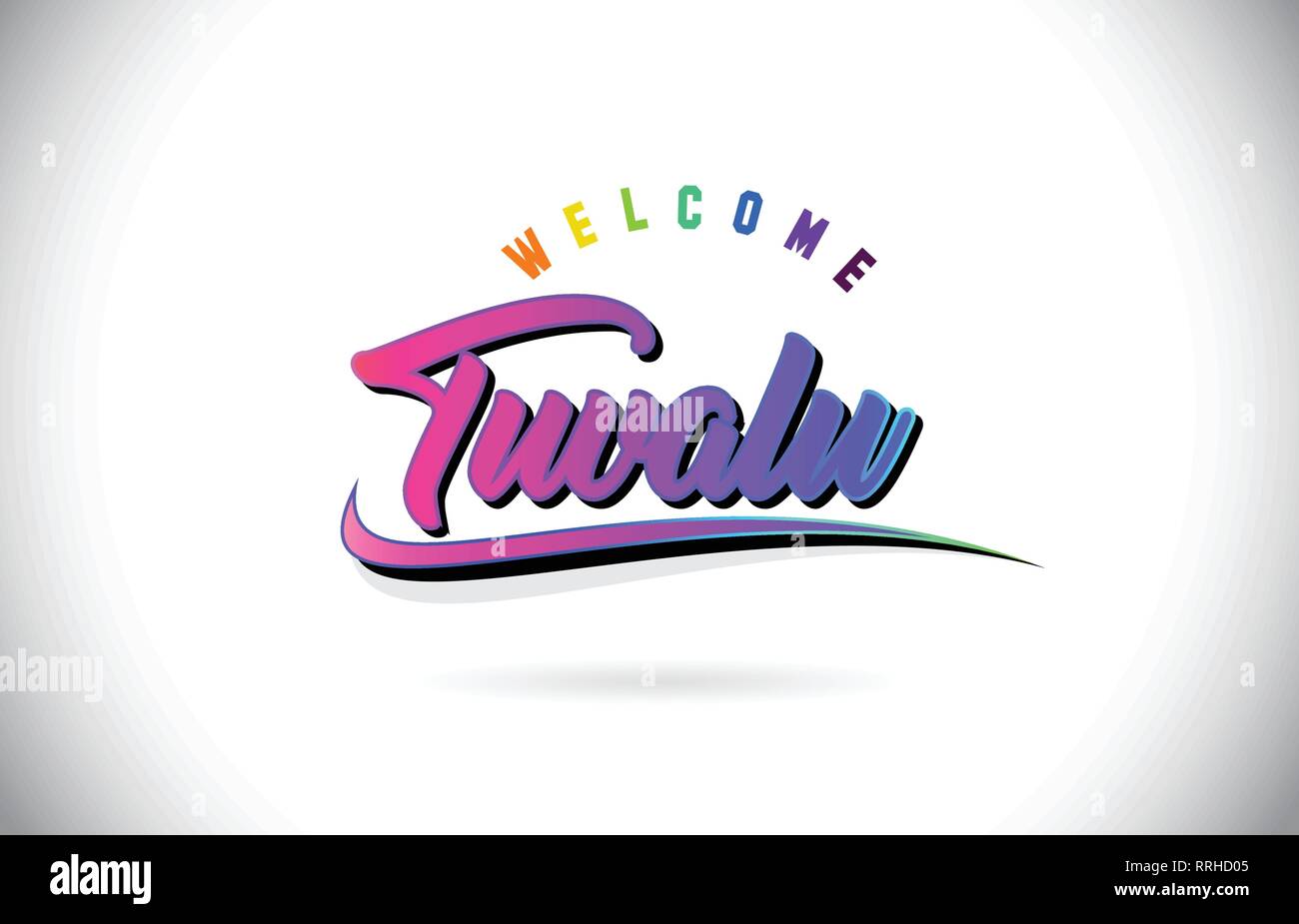 Tuvalu Welcome To Word Text with Creative Purple Pink Handwritten Font ...