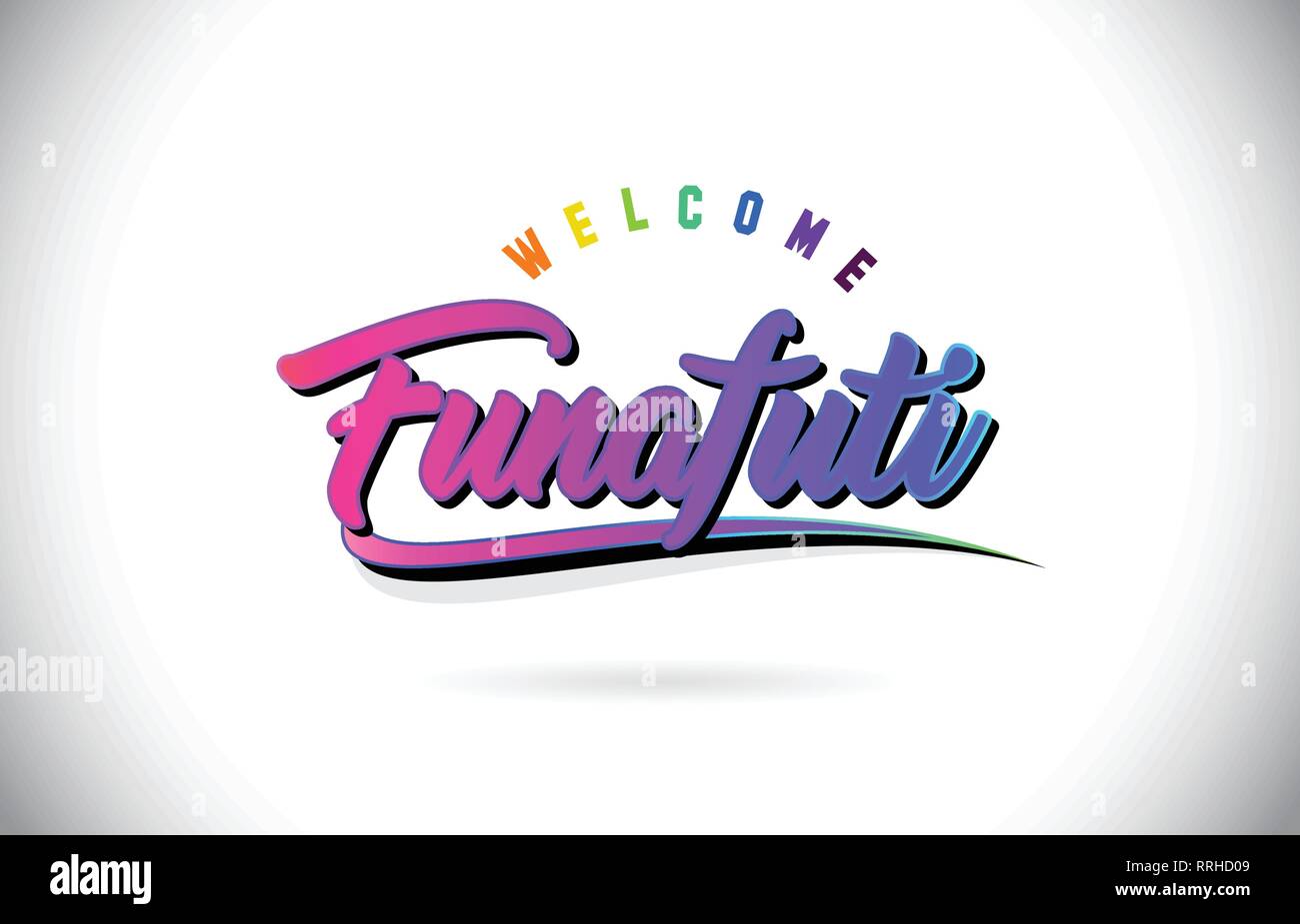 Funafuti Welcome To Word Text with Creative Purple Pink Handwritten ...