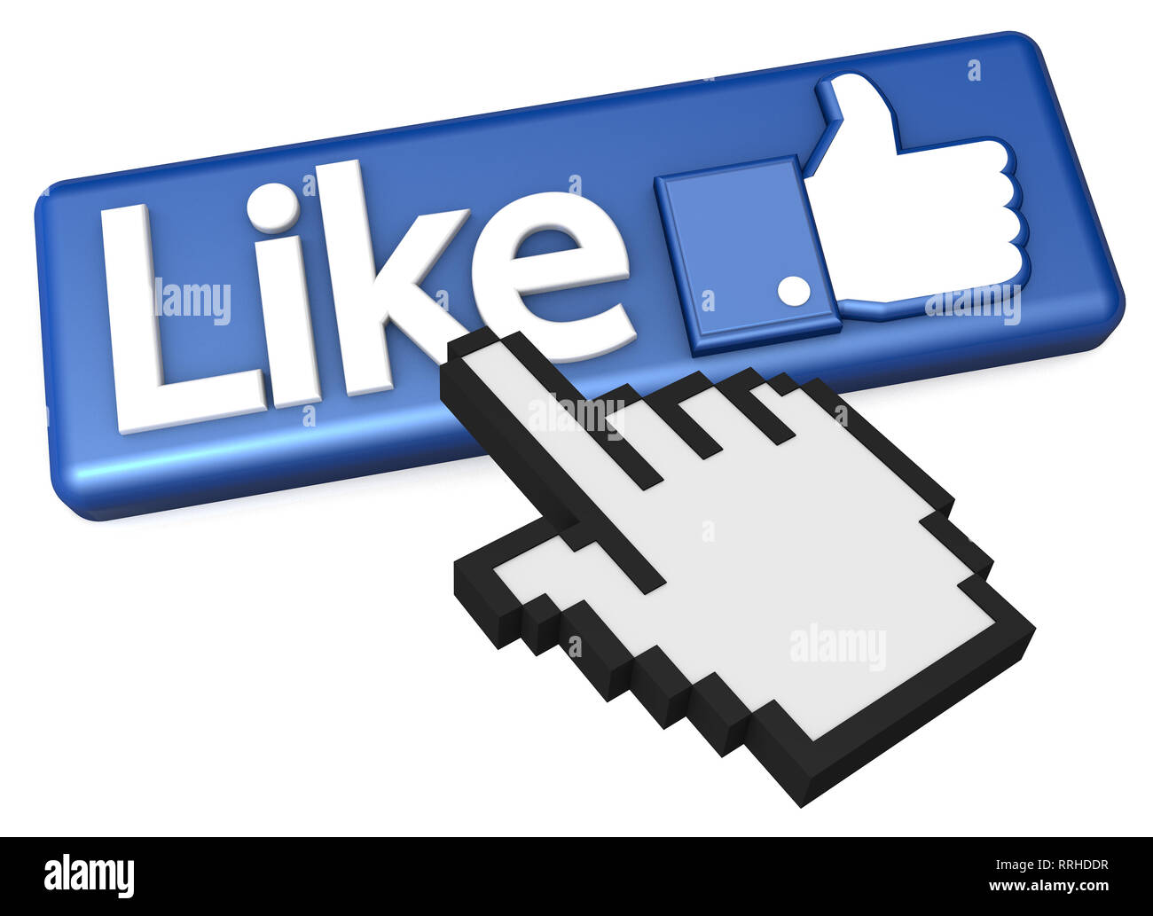 High resolution 3D illustration of a finger cursor clicking the like ...