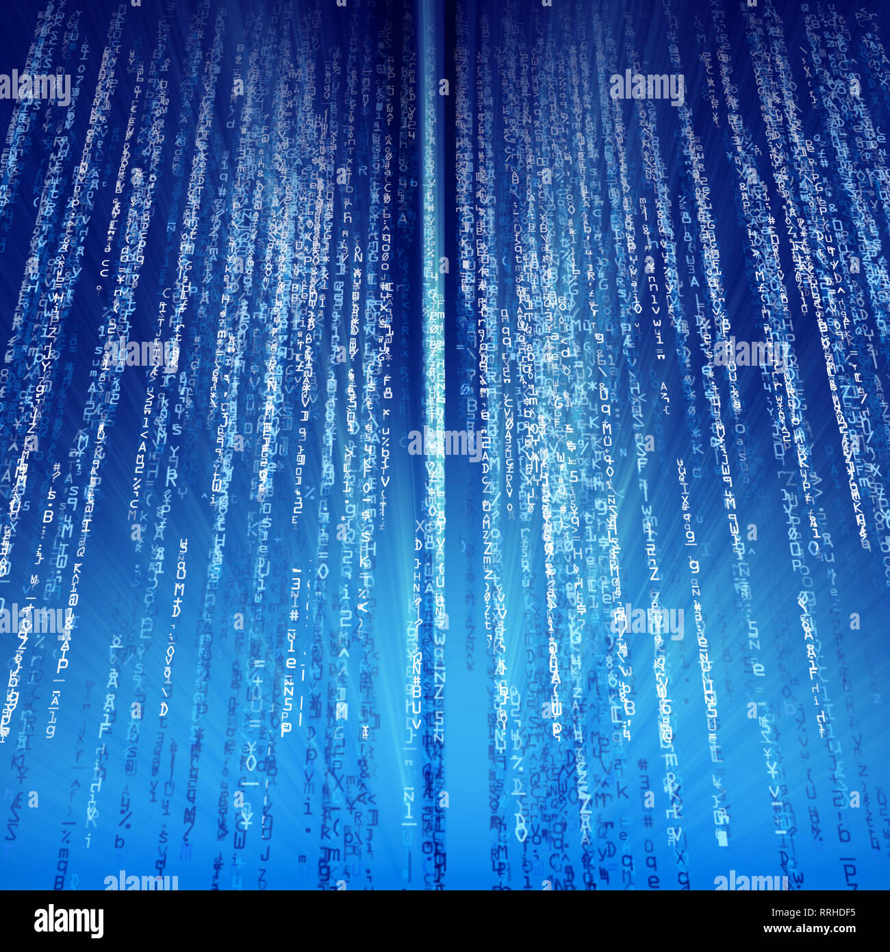 Digital illustration of Digital Computer Data Streams on blue Stock ...