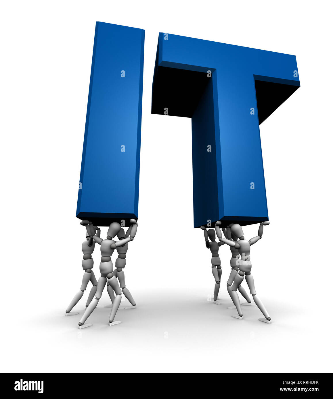 Team of People Lifting IT (Information Technology) 3D. Isolated on ...