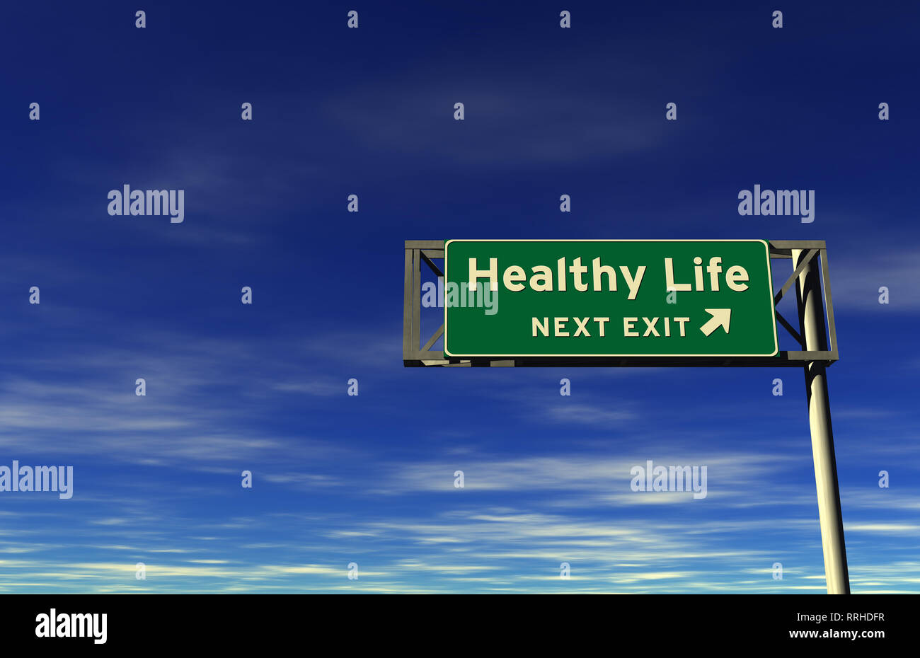 Super high resolution render of freeway sign, next exit ... Healthy ...