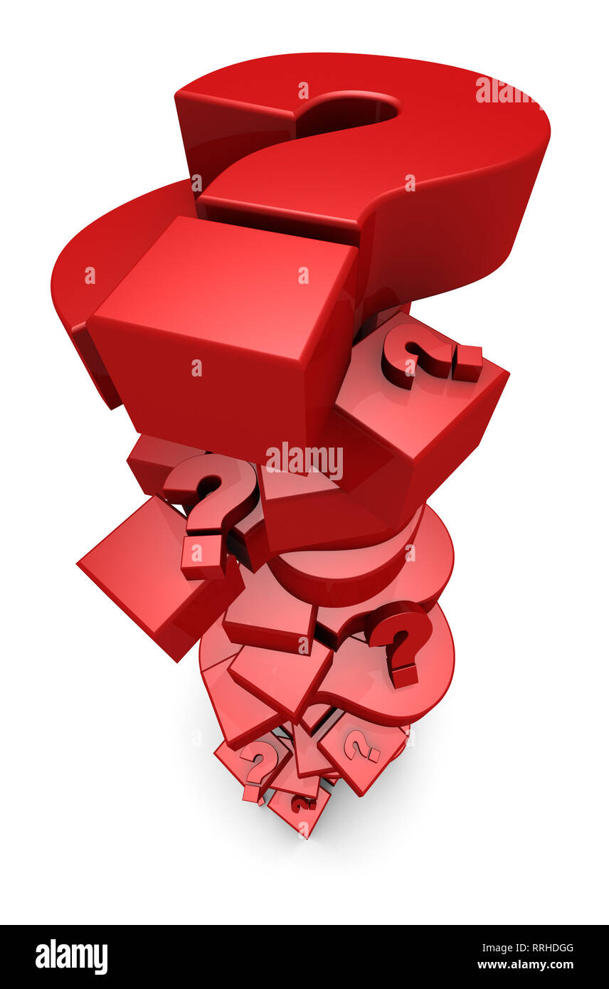 3D illustration of question marks in a tall pile Stock Photo - Alamy