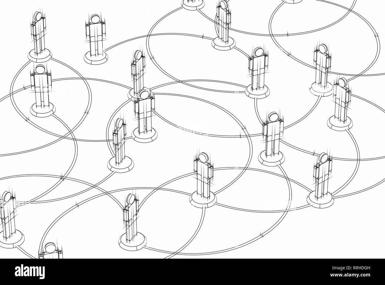 High resolution 3D illustration of icon people link by communication ...