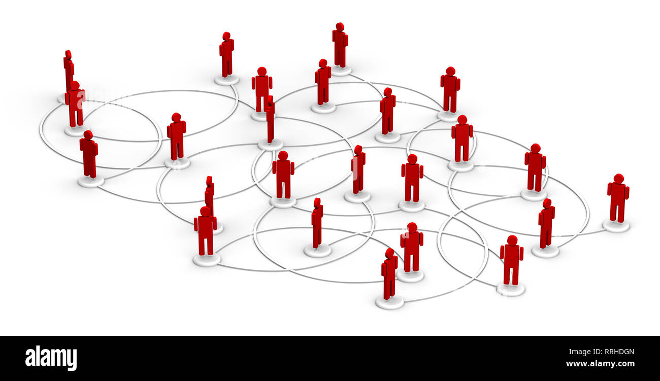 High resolution 3D illustration of people linked to a network Stock ...