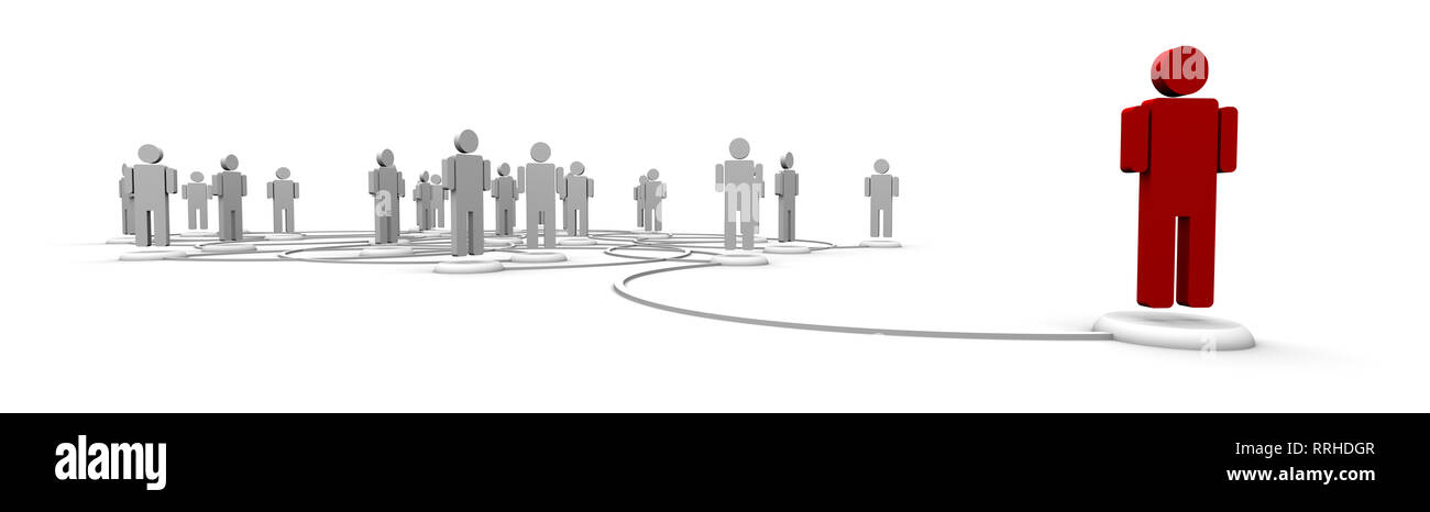 High resolution 3D illustration of icon people linked by communication ...