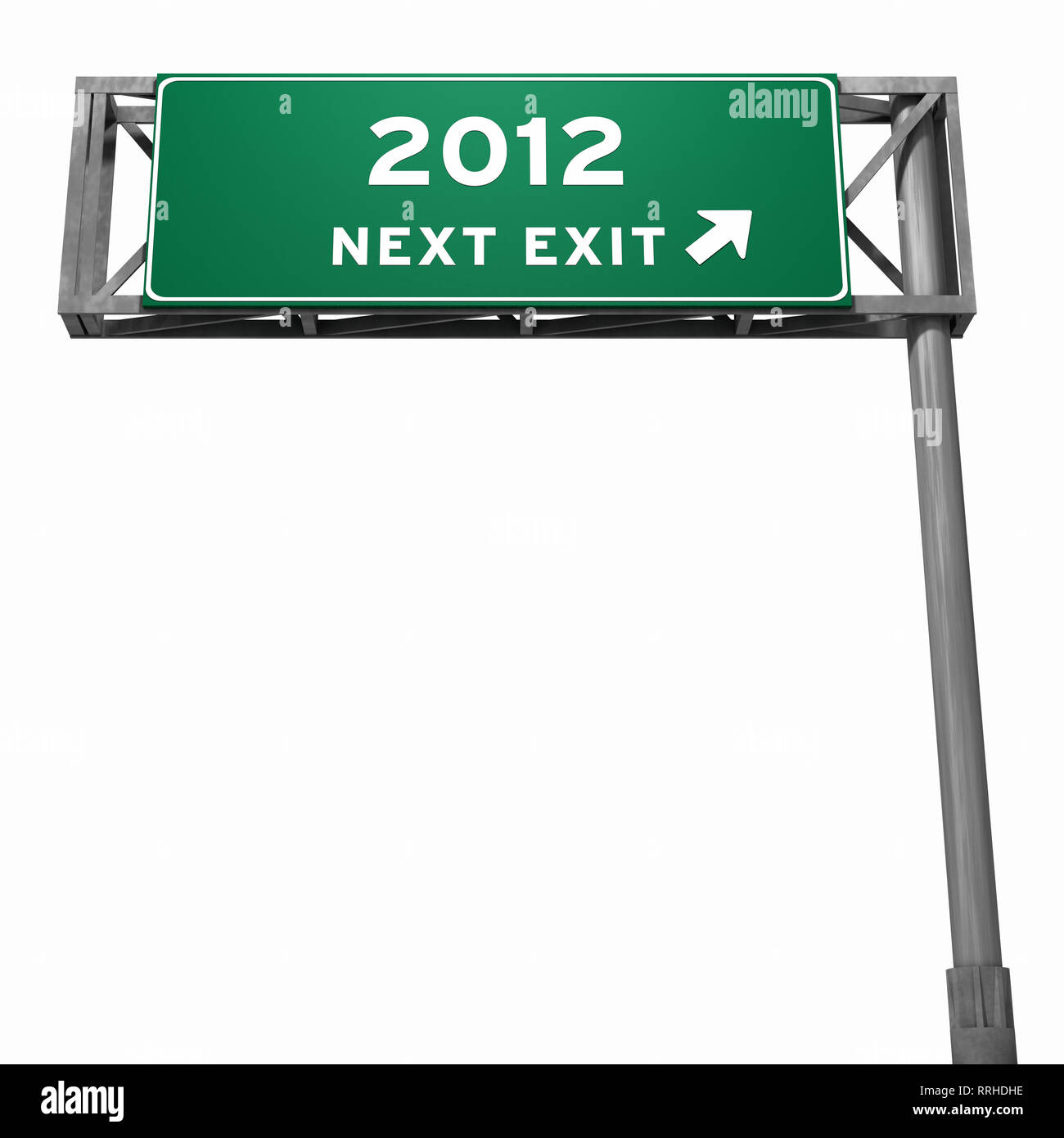 Super high resolution 3D render of freeway sign, next exit... 2012 ...