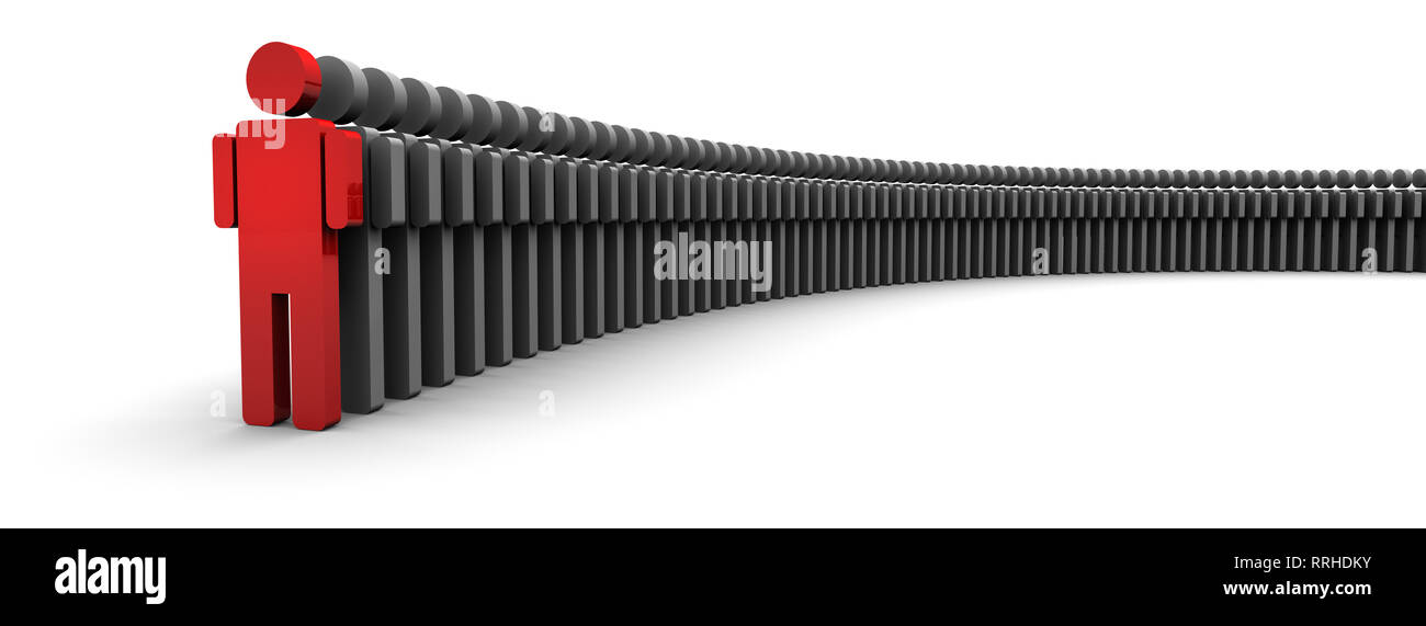 Concept 3D illustration of an arch of icon people standing in a ...