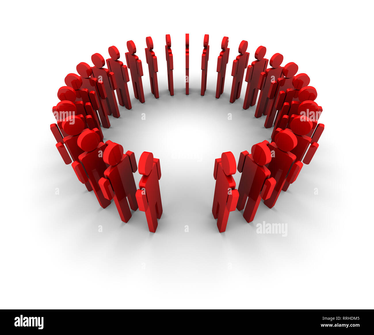 Concept 3D illustration of a circle of icon people standing in a circle ...