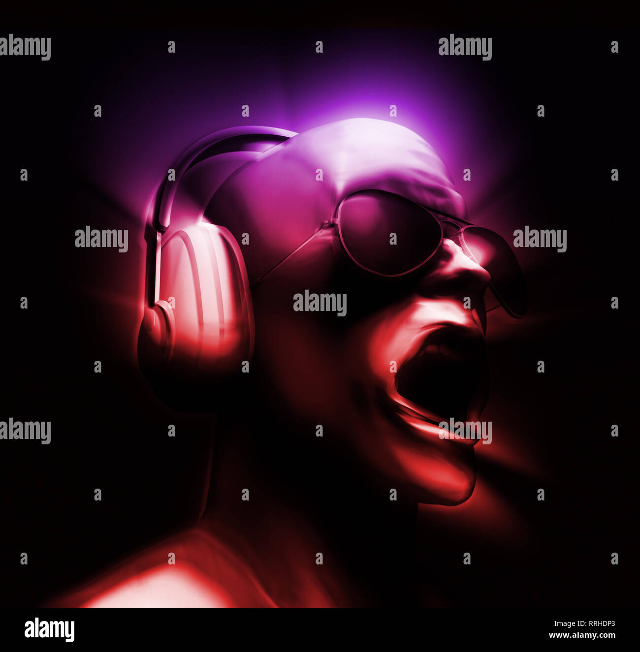 DJ with Headphones, 3D multi-coloerd illustration of man wearing ...