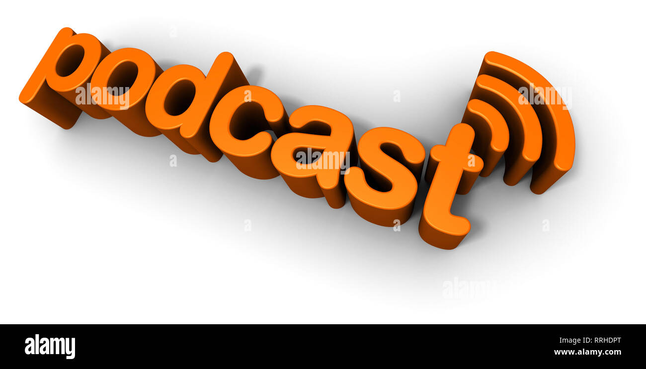 Podcast 3D Text Design - 3D illustration isolated on white background ...