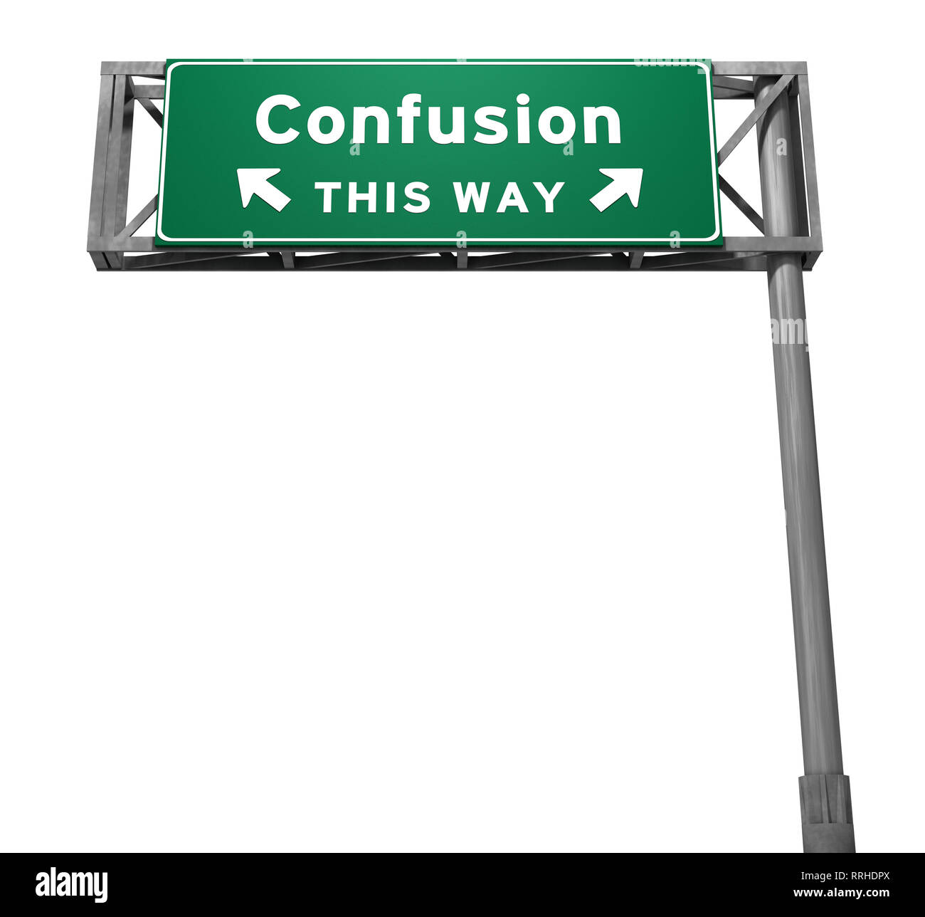 Confusion - Freeway Exit Sign. 3D illustration isolated on white ...