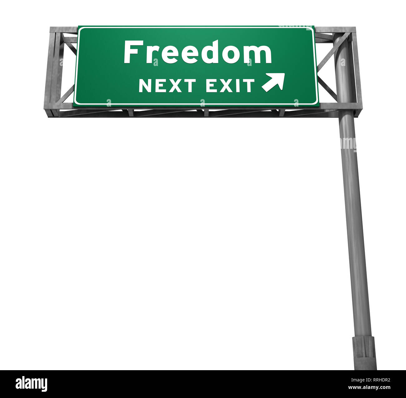 Freedom - Freeway Exit Sign. 3D illustration isolated on white ...