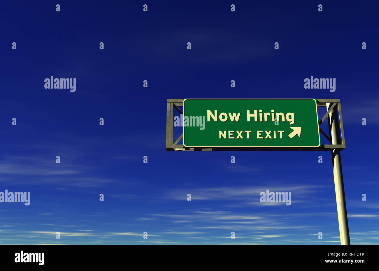 Super high resolution 3D render of freeway sign, next exit... Now ...